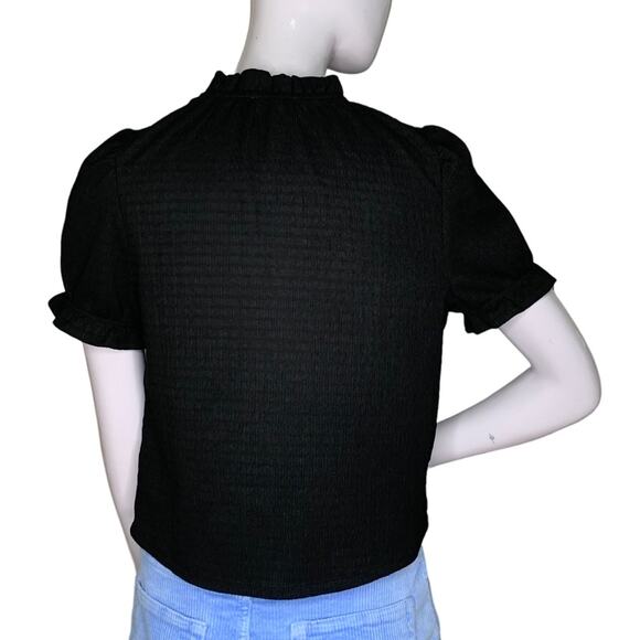 Monteau | Tops | Monteau Blouse Size Large Black Stretchy Crinkle ...